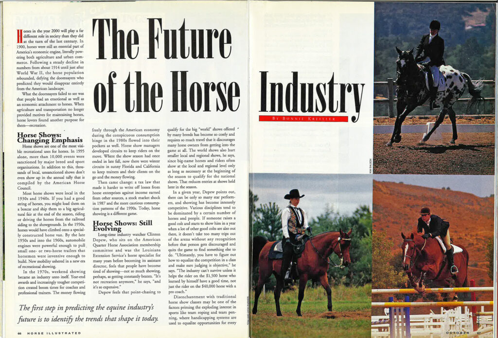 From Horse Illustrated in 1996: The Future of the Horse Industry